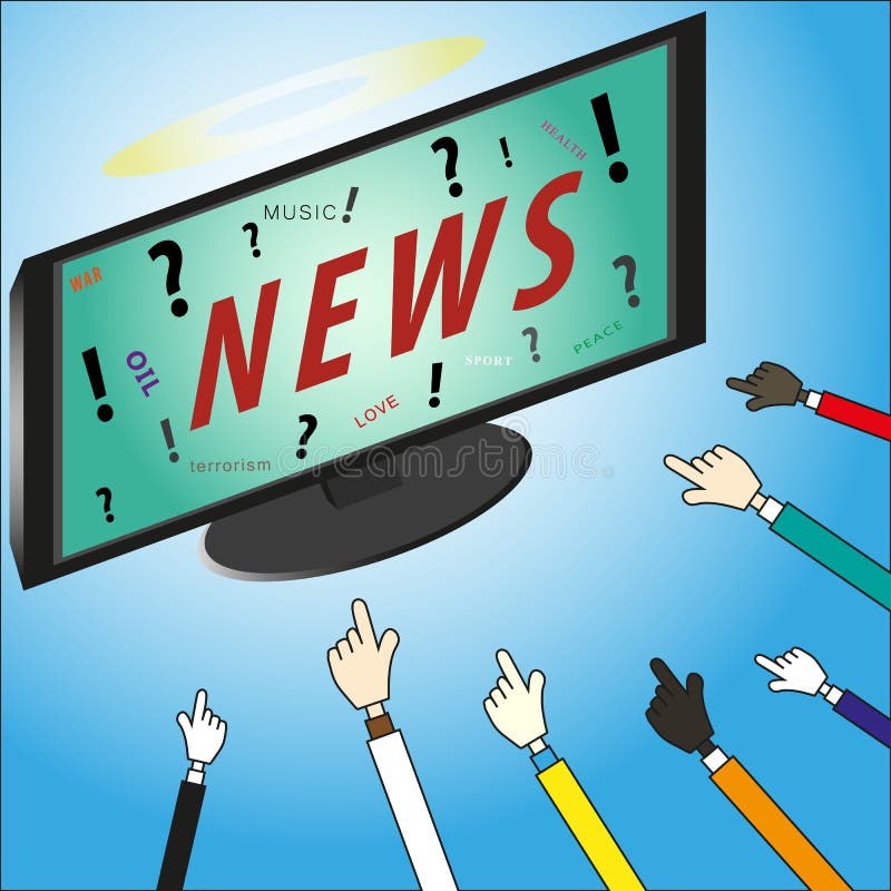 Concept.News is Our God on Lcd Tv with Hands Stock Illustration ...