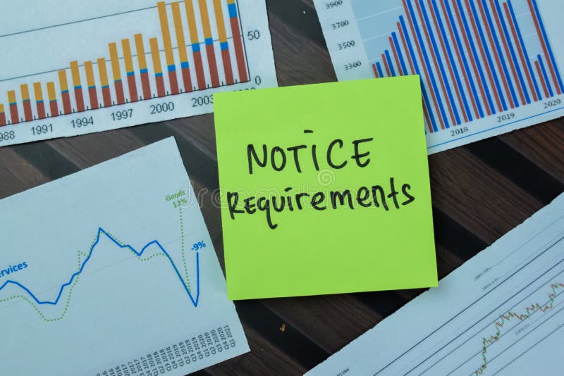 Concept of Notice Requirements Write on Sticky Notes Isolated on Wooden ...