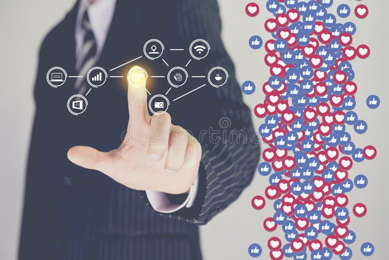 Concept with Notification Icons of Like, Message, Email Stock Photo ...