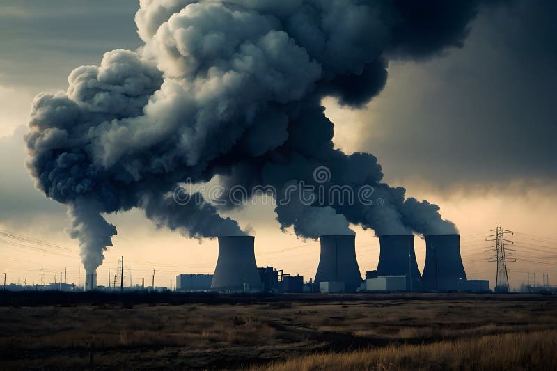 A Concept of Nuclear Facilities and Air Pollution Stock Image - Image ...