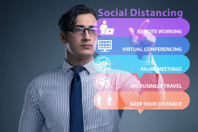 Concept of Office Social Distancing during Covid-19 Pandemic Stock ...