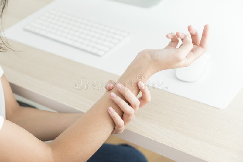 Concept of Office Syndrome, Woman Having Wrist Pain from Using Computer ...