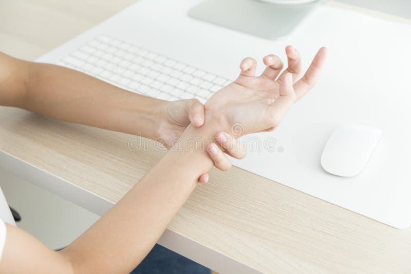 Concept of Office Syndrome, Woman Having Wrist Pain from Using Computer ...