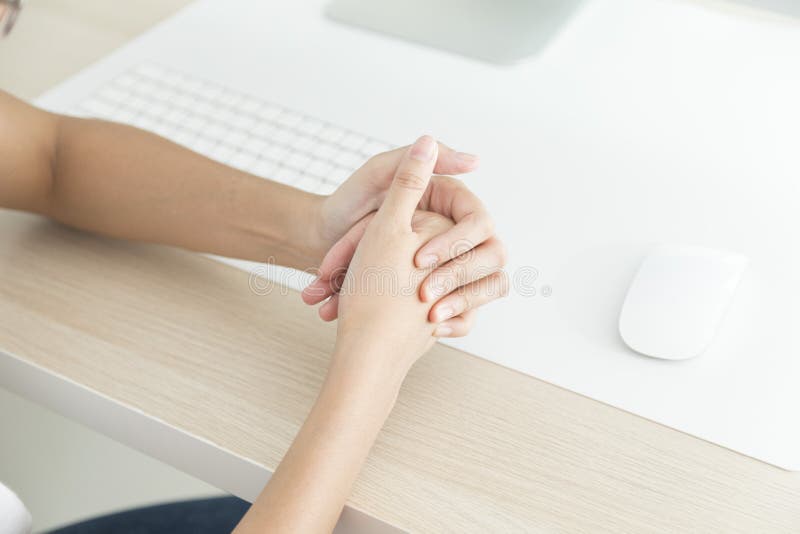 Concept of Office Syndrome, Woman Having Wrist Pain from Using Computer ...