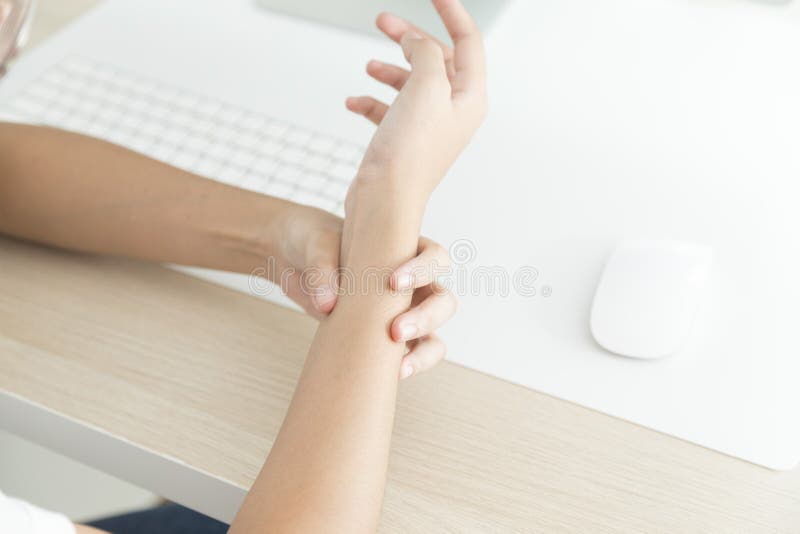 Concept of Office Syndrome, Woman Having Wrist Pain from Using Computer ...