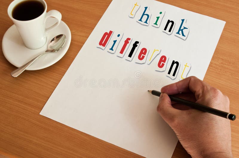 Concept Office and Words Think Different on White Page Stock Photo ...