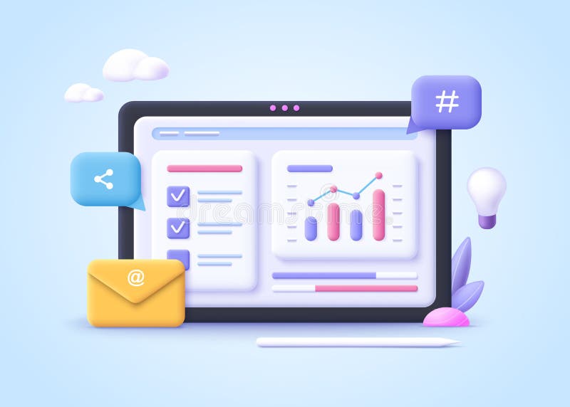 Concept of Office Work, Day - Teamwork, Brainstorming, New Project. 3d ...