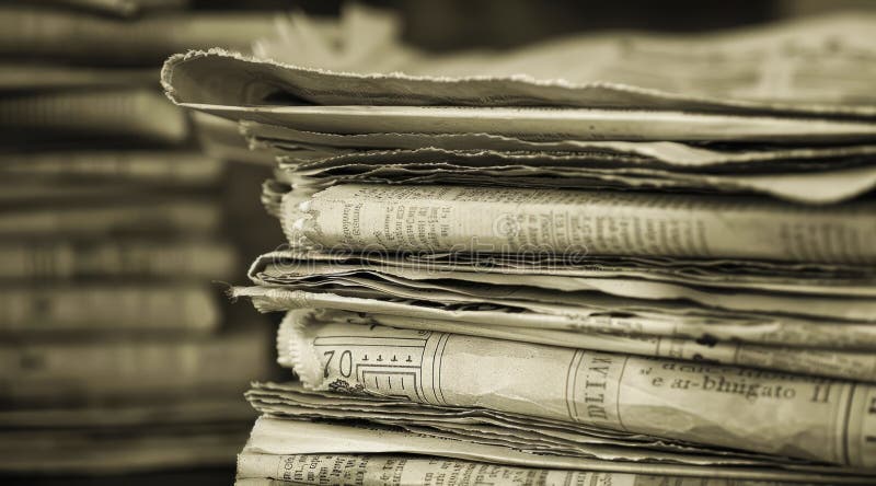 Concept of Old an Fake News. Old Newspaper Stack Stock Illustration ...