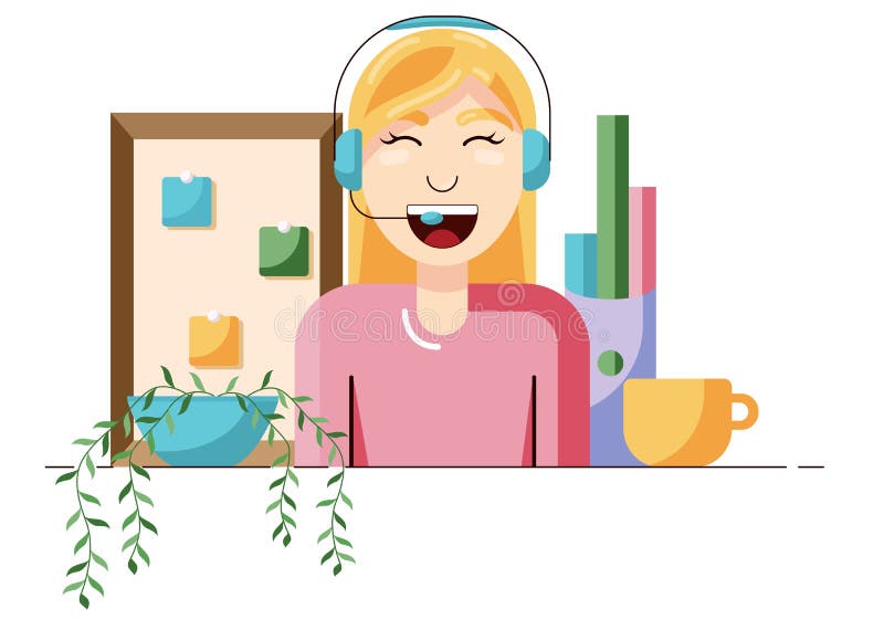 Concept of Online Assistant, Call Center or Online Support, Female ...