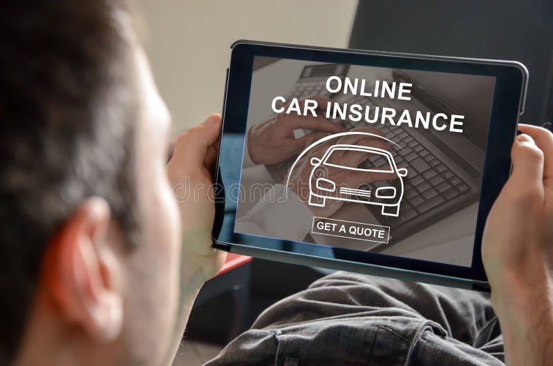Concept of Online Car Insurance Stock Photo - Image of technology ...