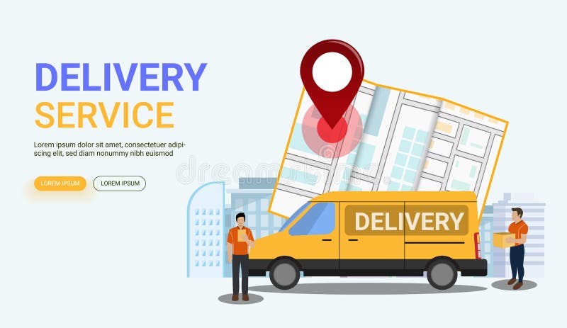 Concept of Online Delivery Service Banner for Responsive Website Stock ...