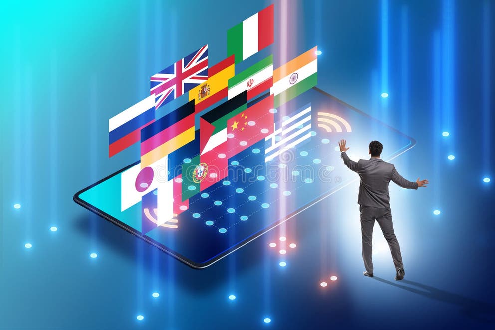 Concept of Online Foreign Language Translation and Learning Stock Image ...