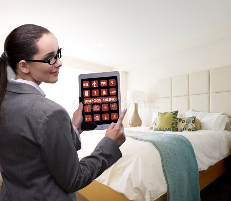Concept of Online Hotel Booking Stock Photo - Image of internet ...