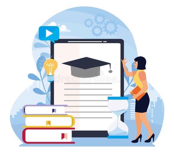 The Concept of Online Learning with Books and Digital Tools Stock ...