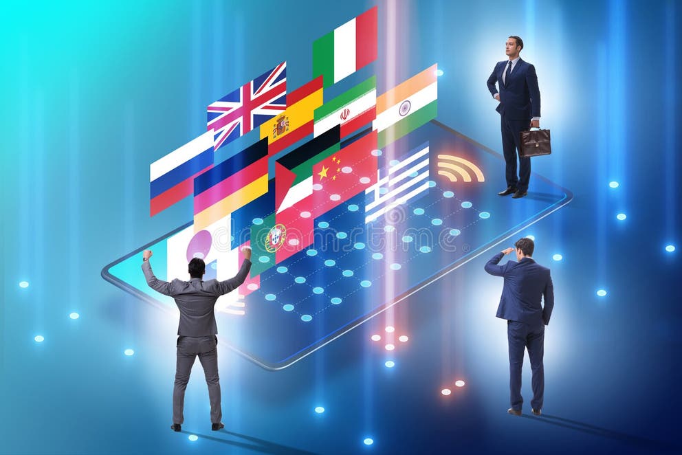 Concept of Online Foreign Language Translation and Learning Stock Photo ...