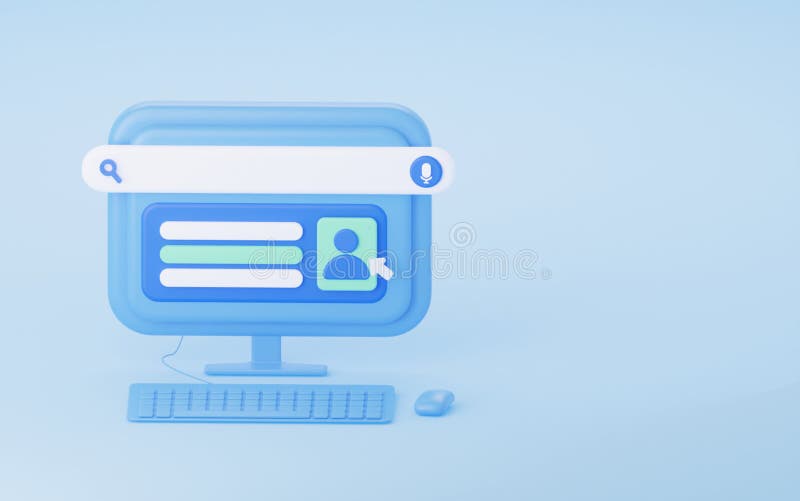 The Concept of Online Registration of a User Account. 3d Rendering. a ...