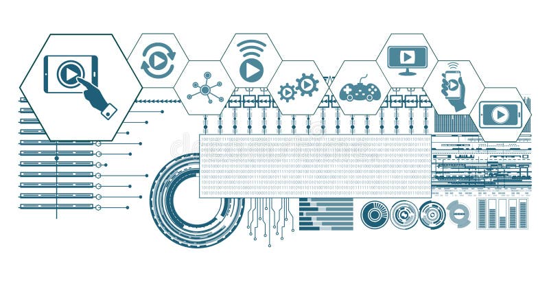 Concept of Online Streaming Stock Illustration - Illustration of ...