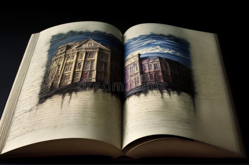 An Open Book with a Picture of a Building on it. Generative AI Stock ...