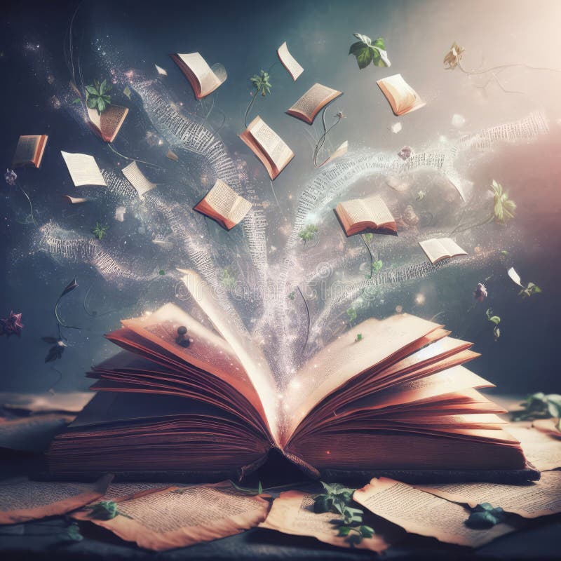 Concept of an Open Magic Book, Open Pages and Hands. Fantasy Stock ...