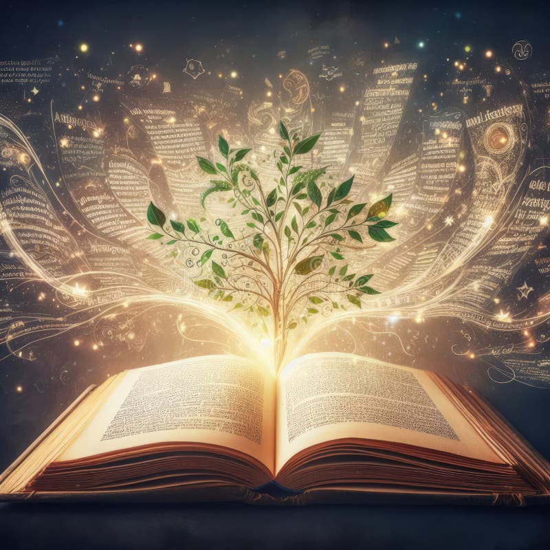 Concept of an Open Magic Book, Open Pages and Hands. Fantasy Stock ...