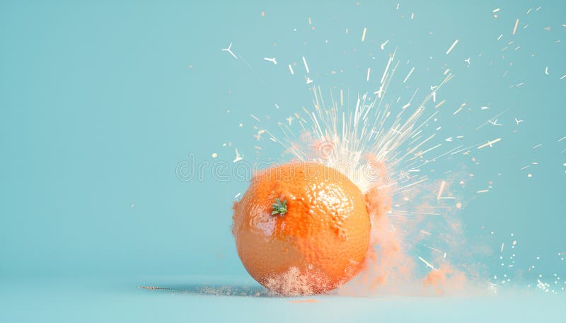 Concept of an Orange Bomb. Creative Bomb with Sparks Stock Photo ...