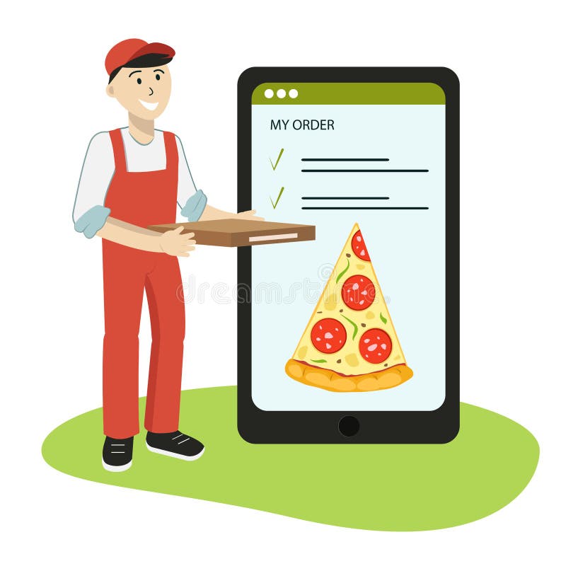 The Concept of Ordering Pizza. Stock Vector - Illustration of gadget ...