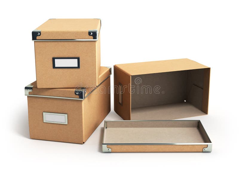Concept Organization Boxes with One Open Empty Box 3d Render Stock ...