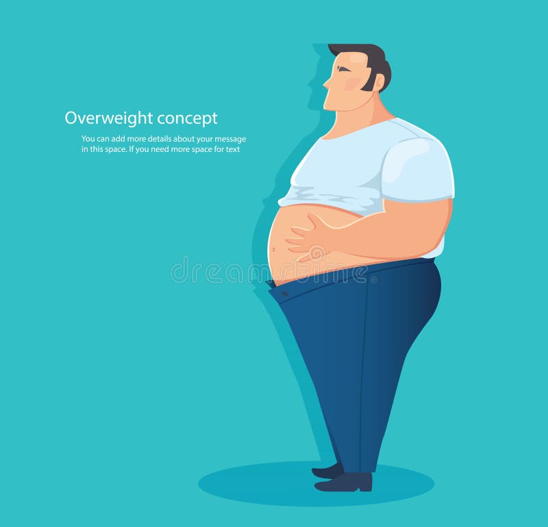 Concept Of Overweight Character , Belly Fat Vector Illustration Stock ...