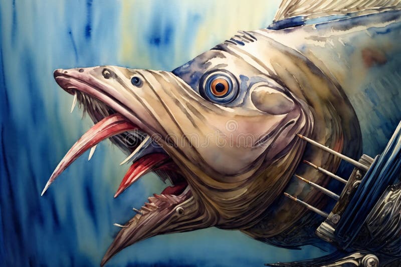 A Painting of a Fish with Its Mouth Open. Generative AI Stock ...