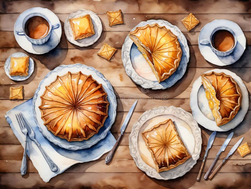 A Painting of Some Food on a Table. Generative AI Stock Illustration ...