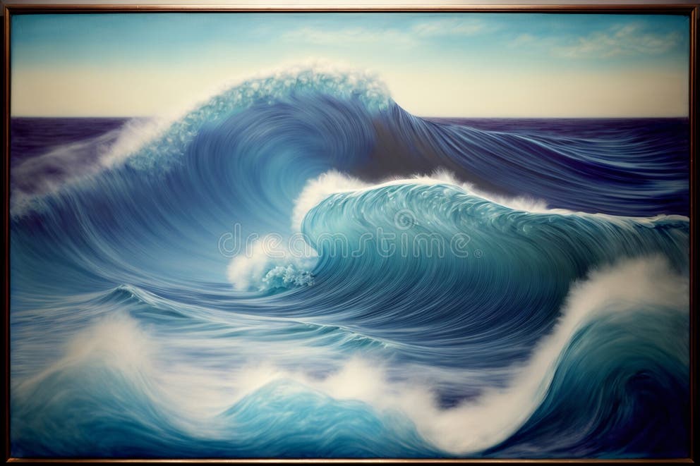 A Painting of a Wave in the Ocean. Generative AI Stock Photo - Image of ...