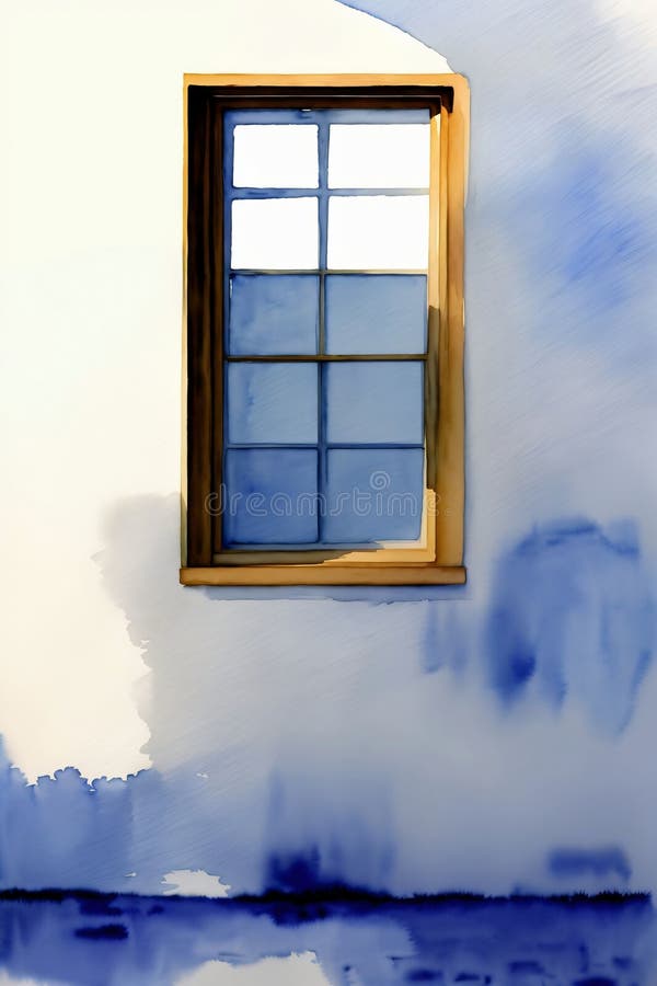 A Painting of a Window on a White Wall. Generative AI Stock ...