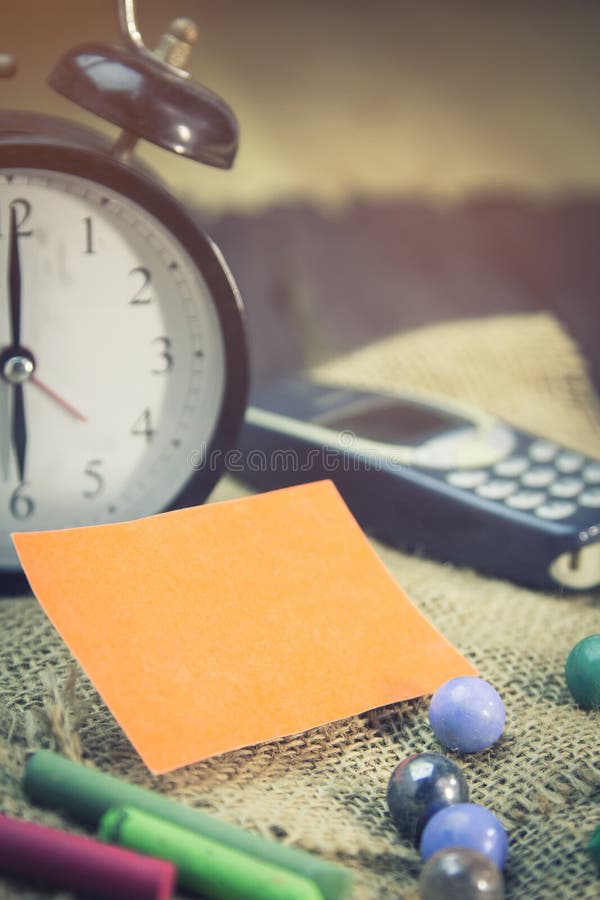 Concept Paper, Alarm Clock, Telephone. Stock Image - Image of closeup ...