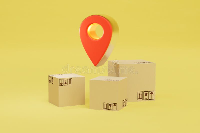 The Concept of Parcel Delivery To the Specified Address. Dot Gps and ...