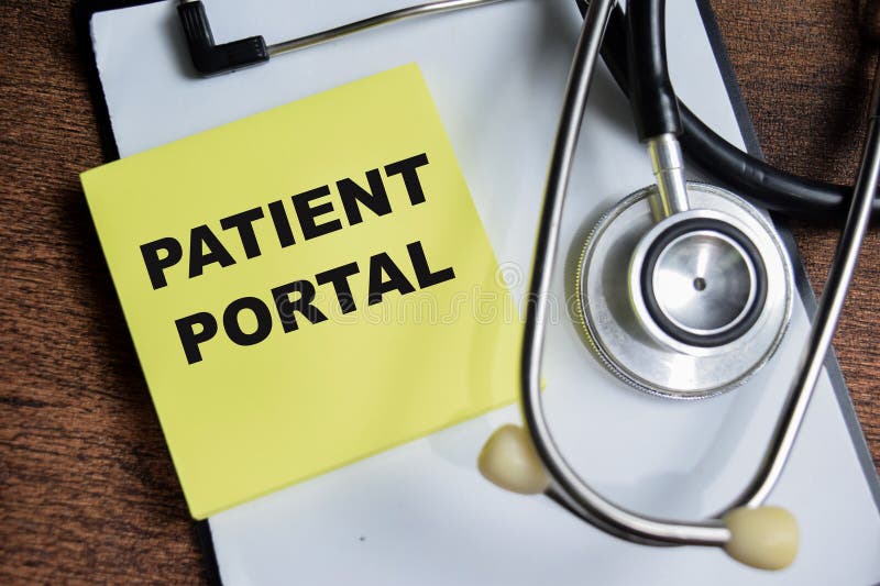 Concept of Patient Portal Write on Sticky Notes Isolated on Wooden ...