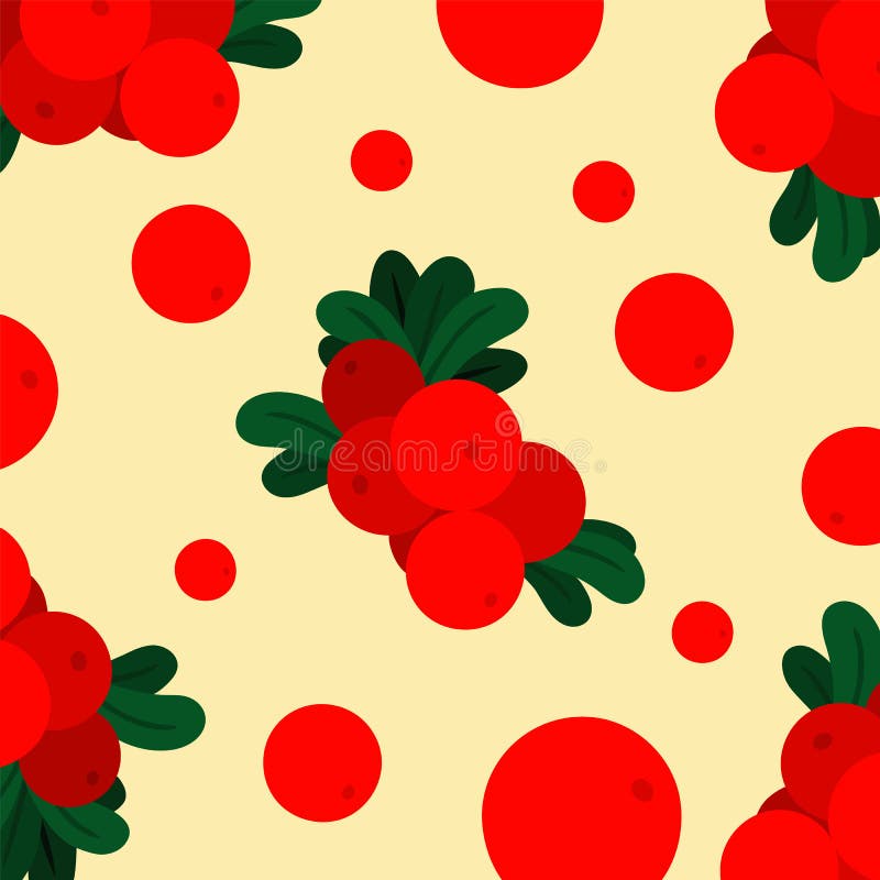 Concept of Pattern of Repeating Red Berries with Green Leaves. Image of ...