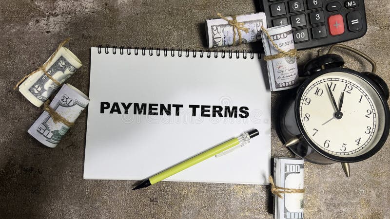 Concept of Payment Terms Write on Book Isolated on Wooden Table Stock Photo - Image of account ...