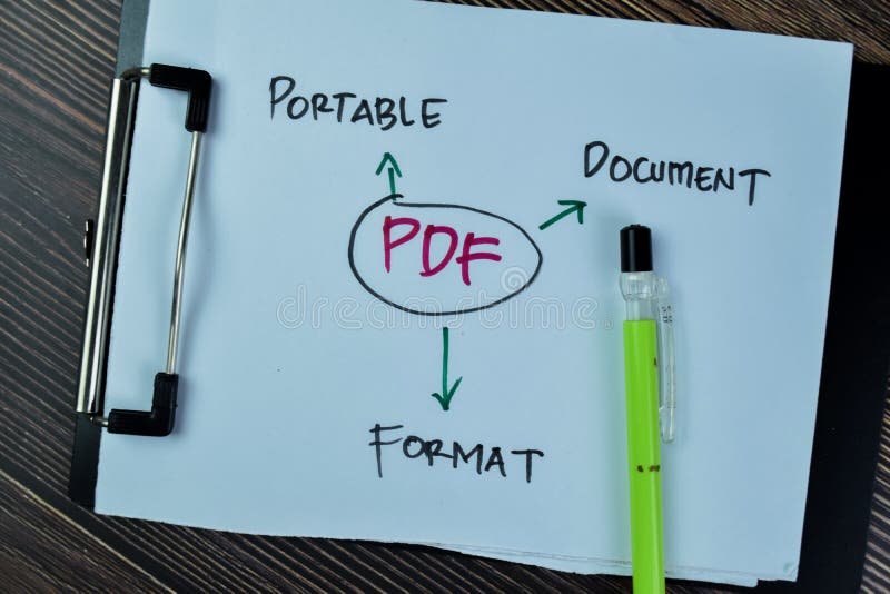 Concept of PDF - Portable Document Format Write on Paperwork Isolated ...