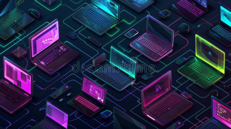 The Concept Of Peer To Peer Connection Distributed Computing Between Different Computers This