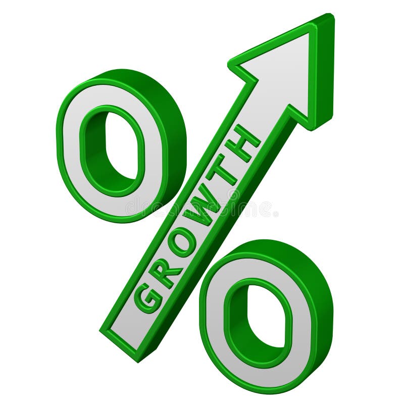 Concept: Percent Growth. 3D Rendering. Stock Illustration ...