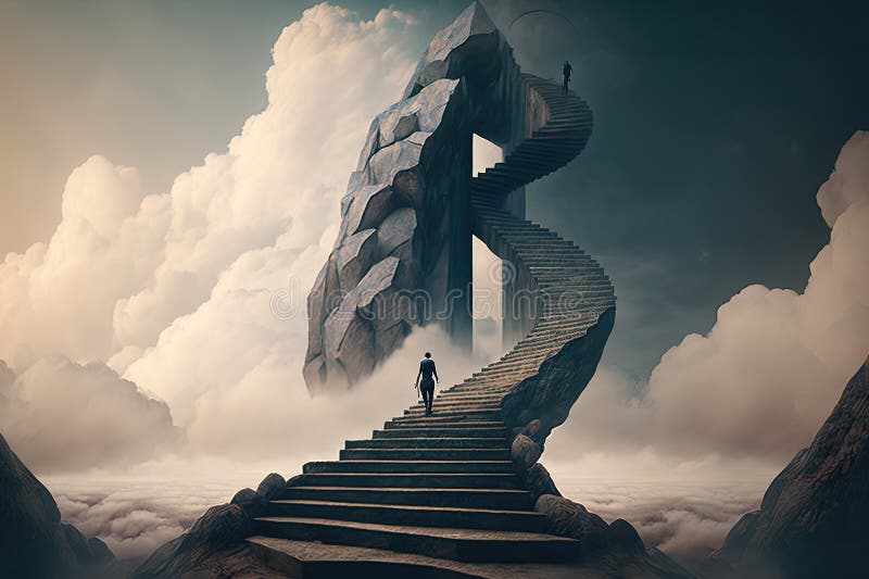 Concept of a Person Climbing Stairs. Illustration AI Generative Stock ...
