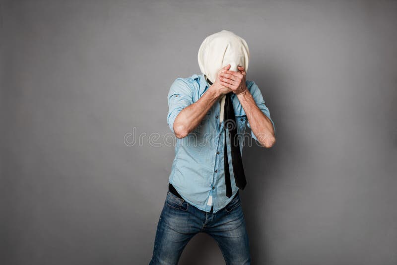 Concept with a Person with Face Under a Textile Material Stock Image ...