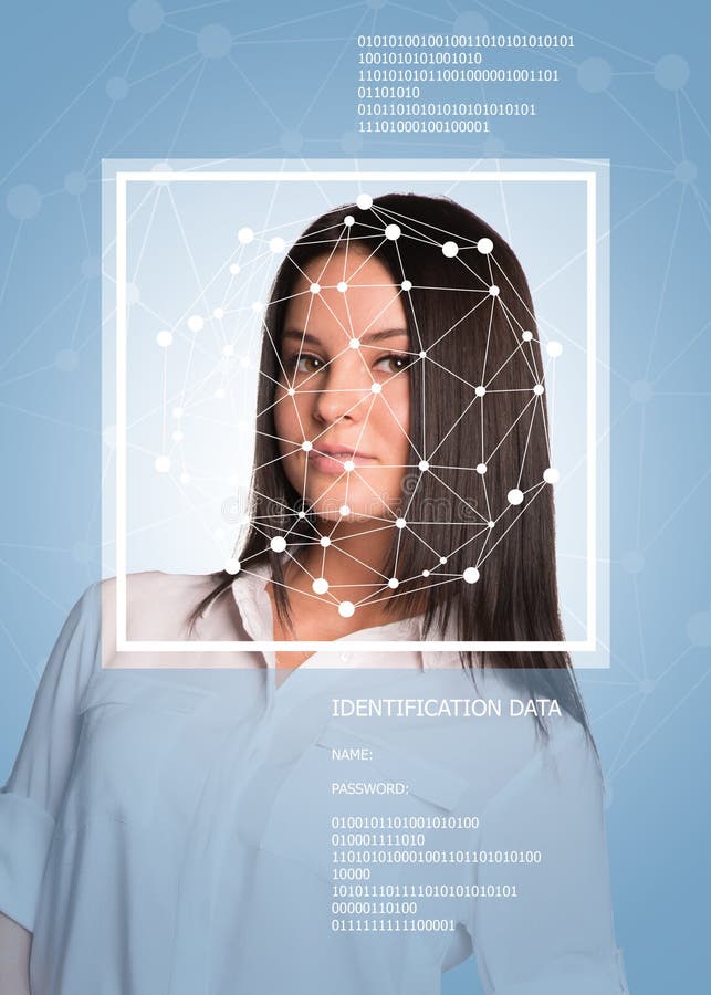 Concept Person Identification Beautiful Brunette Face Lines Stock ...