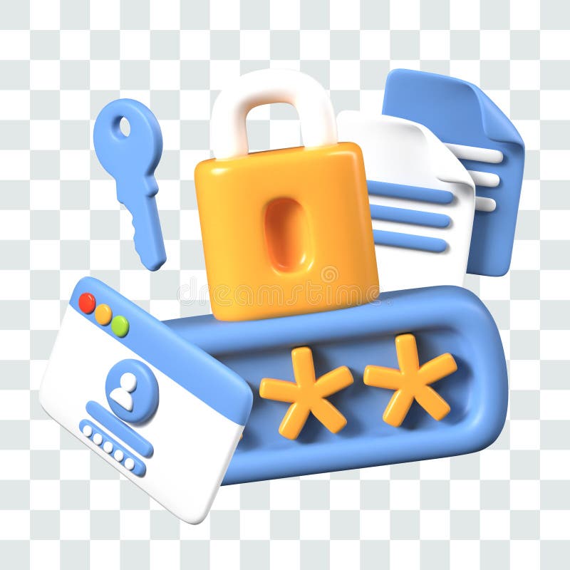 Concept of Personalized Access. User Account Card, Key, Documents, Lock ...