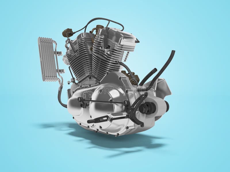 Concept Petrol Engine Motorcycle Two Cylinder Gear Box 3d Renderer on ...