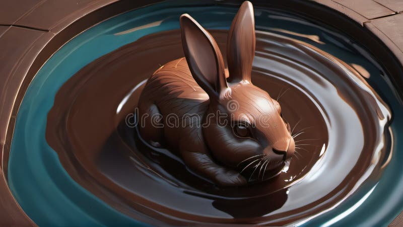 Photo of Chocolatecovered Easter Bunny Swimming in a Pool of Chocolate ...
