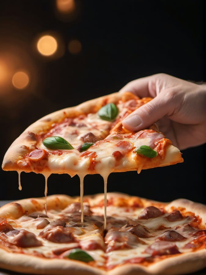 Photo of Hand with Pizza. Generative AI Stock Illustration ...