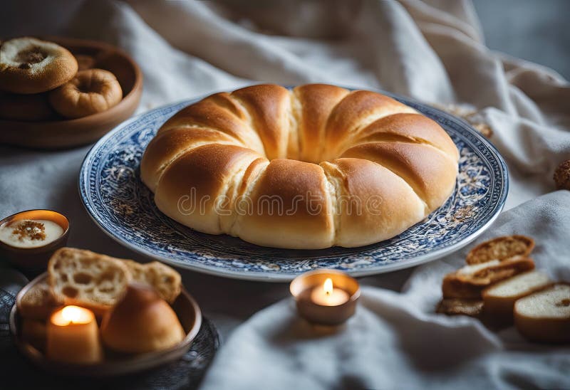 Concept Photo, Moon-shaped Bread Eid Mubarak Stock Illustration ...