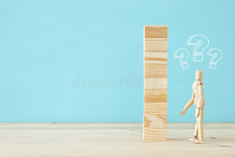 Concept Photo of Obstacles Overcoming, Wooden Dummy Looking at a ...