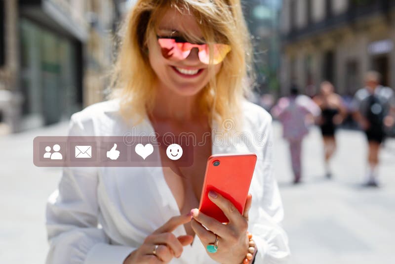 Concept Photo of Person Using Different Apps on Mobile Phone Stock ...